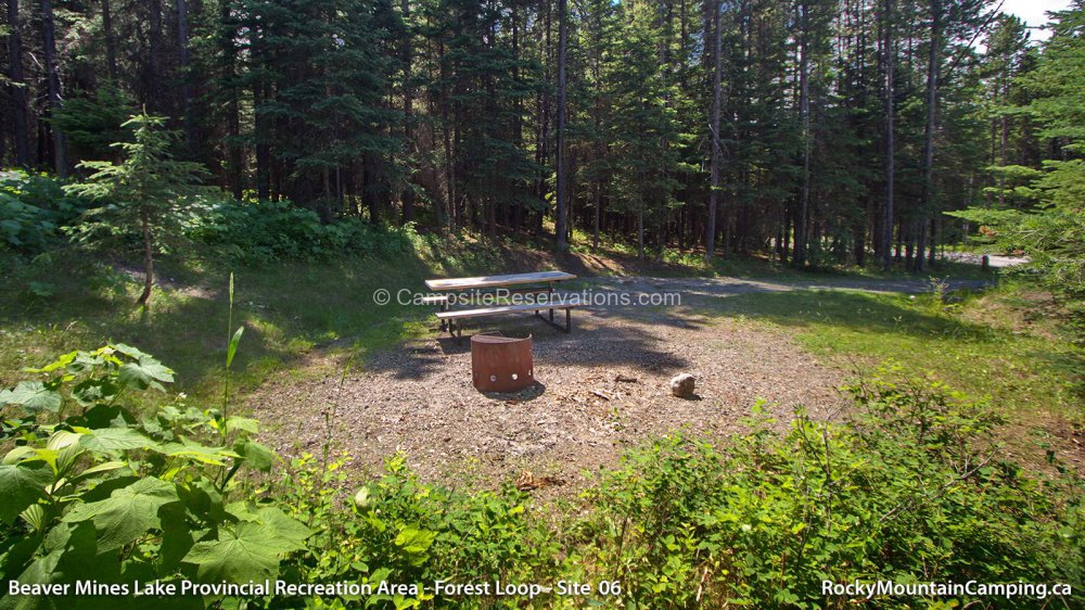 Campsite 06 in Beaver Mines Lake Provincial Recreation Area - Forest ...