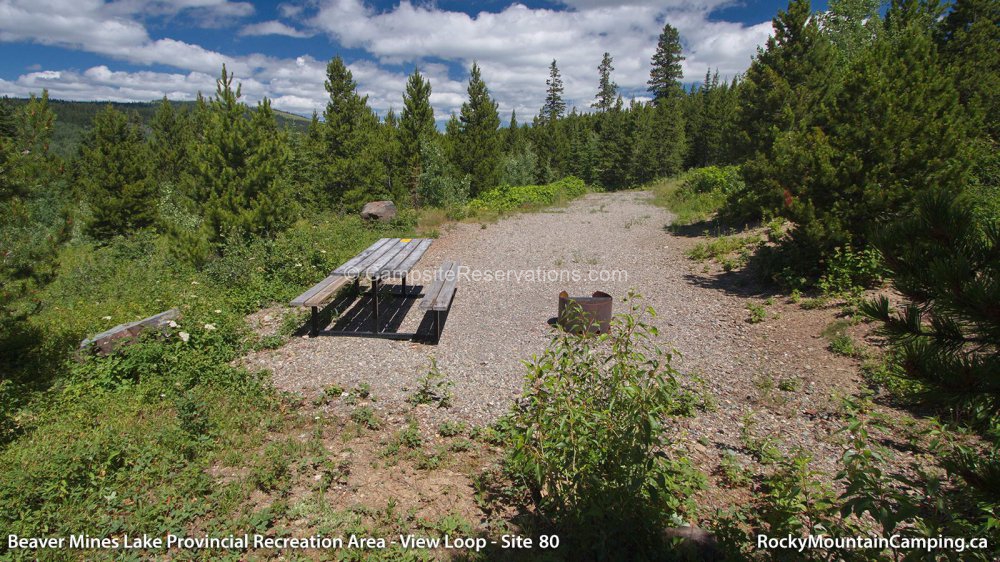 Campsite 80 in Beaver Mines Lake Provincial Recreation Area - View Loop ...
