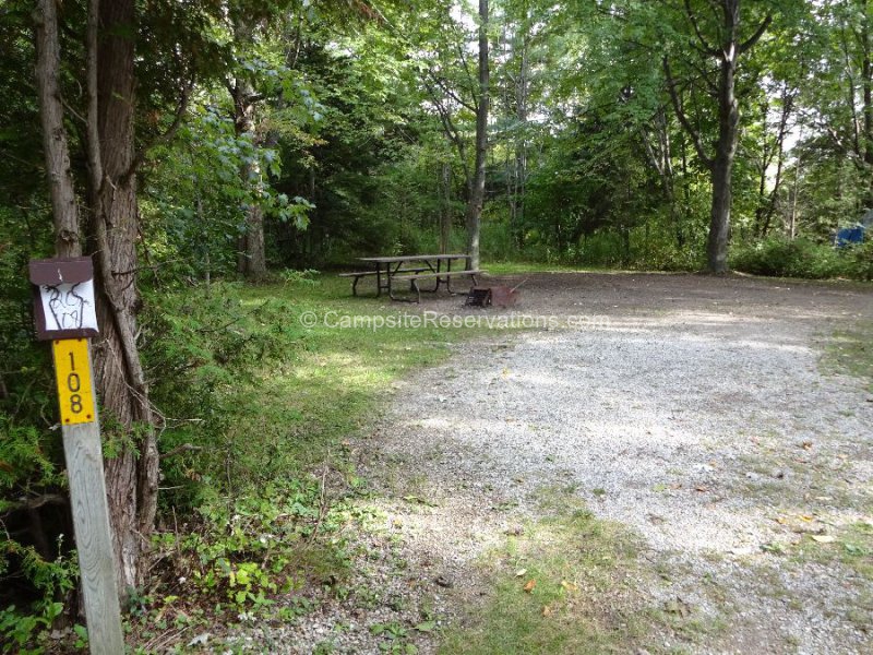 Campsite 108 in Colborne Campground at Point Farms Provincial Park ...